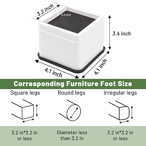 Snapklik.com : Bed Risers 3 Or 6 Inch Heavy Duty Stackable Furniture ...