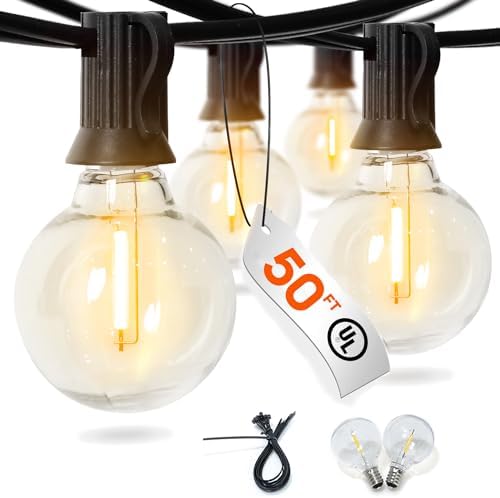 GOODEA.fun 50FT LED Outdoor String Lights, Patio Lights with 27 (2 ...