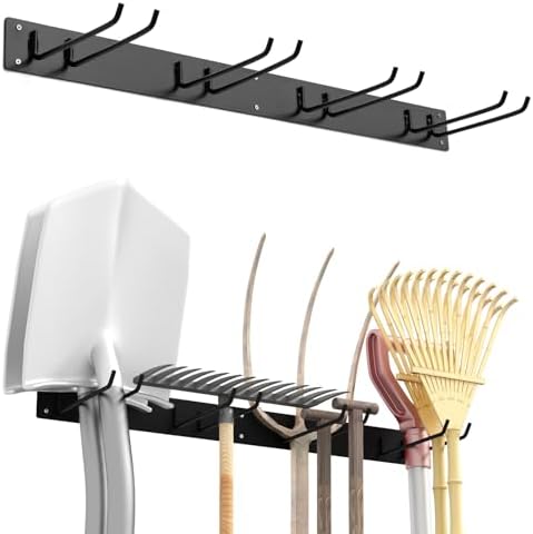 GiantexUK Wall Mounted Tool Storage Rack, Heavy-Duty Metal Garage Tool ...