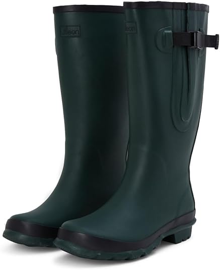Jileon Wide Calf Durable Rubber Rain Boots for Women - up to 19 inch ...
