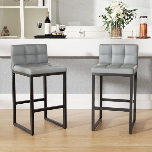 Amazon.com: choairy 24" Bar Stools Set of 2, Modern Faux Leather ...
