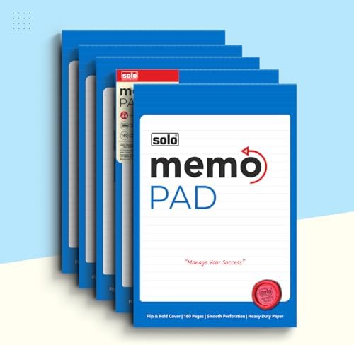 SOLO Memo Pad, B5 Notepad, Flip & Fold Paper Cover, 160 Pages, Micro ...