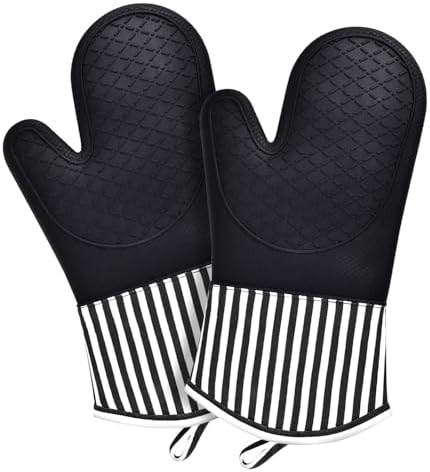 Amazon.com: KATUMO Silicone Oven Mitts, Professional 500℉ Heat Resistant Cooking Gloves Non Slip ...