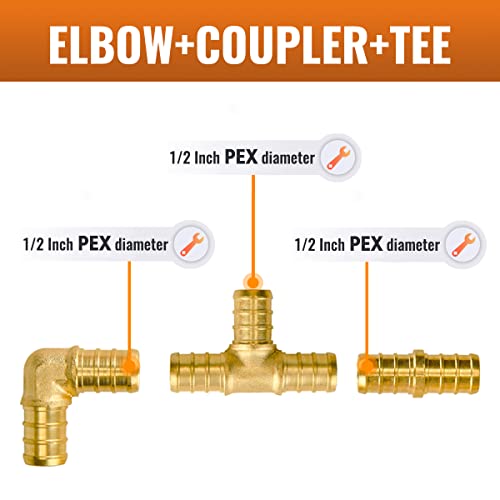 Snapklik.com : 1/2 Pex Fittings, 45 PCS 1/2 Inch Pex Fittings Set, 15 ...