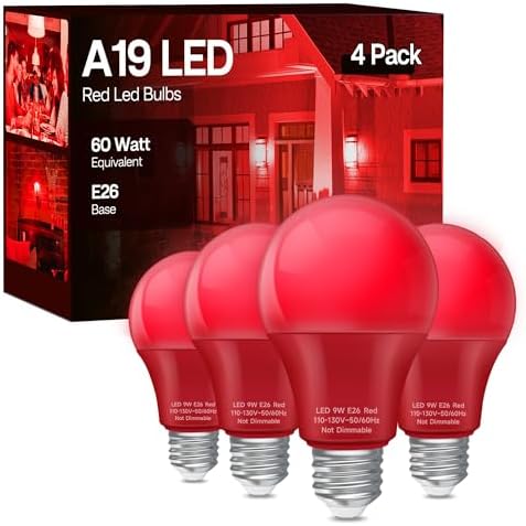Eastiya Red LED Light Bulbs 60 Watt Equivalent 9W, A19 Christmas ...