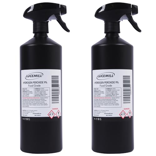 2 x 1 Litre Hydrogen Peroxide 9% Additive Free Food Grade Trigger Spray ...