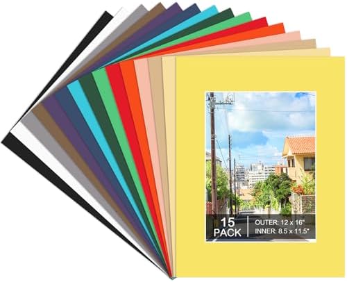 Amazon.com: 15 Pack 12x16 Picture Mats, Mixed Colors Frame Mattes for ...