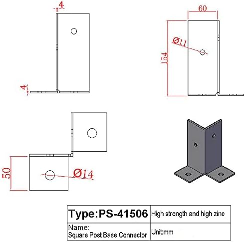 1 Piece of Square Column Foot Connector for Timber,Post Bracket Post ...