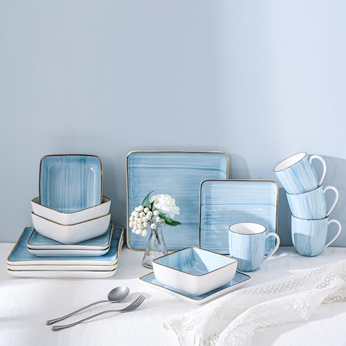 Top 10 Best Blue Square Dinnerware Sets : Reviews & Buying Guide - Katynel