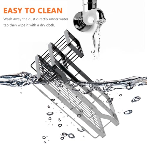 Miawtro Black Draining Rack, Stainless Steel Drying Rack with 1 Storage ...