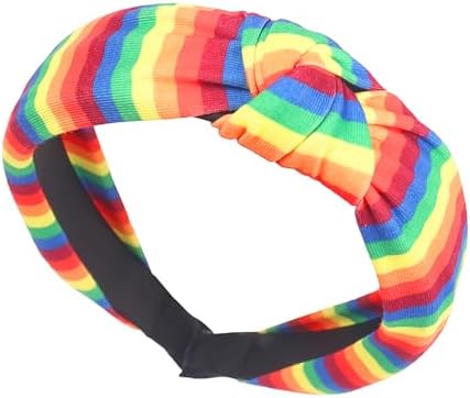 Amazon.com : Rainbow Knotted Headband Pride Colorful Stripes Stretchy ...