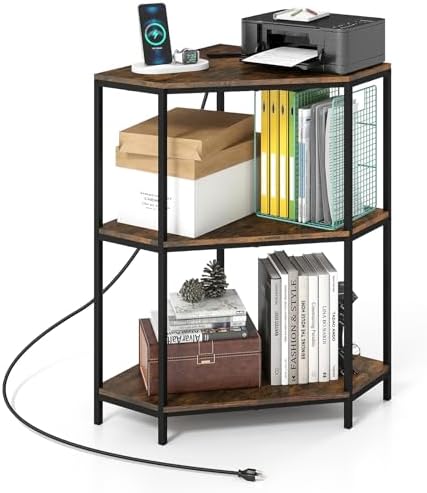 Amazon.com: GOFLAME Corner Printer Stand with Charging Station, 3-Tier ...