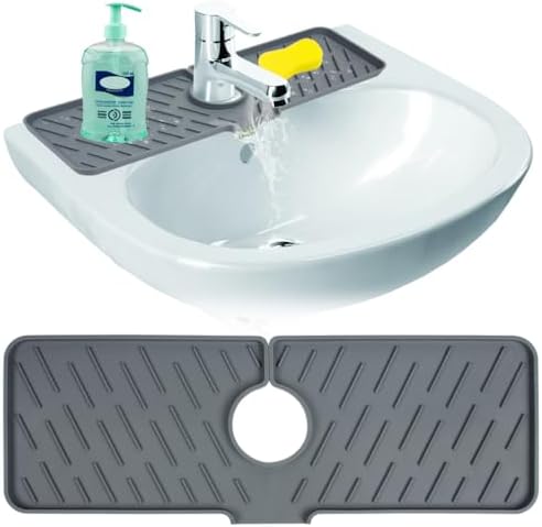 Kukifun Silicone Faucet Handle Drip Catcher Tray,40cmx15cm Sink Tap ...