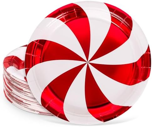 Amazon.com: AimFun 48Pcs Christmas Candy Party Plates Peppermint Paper ...