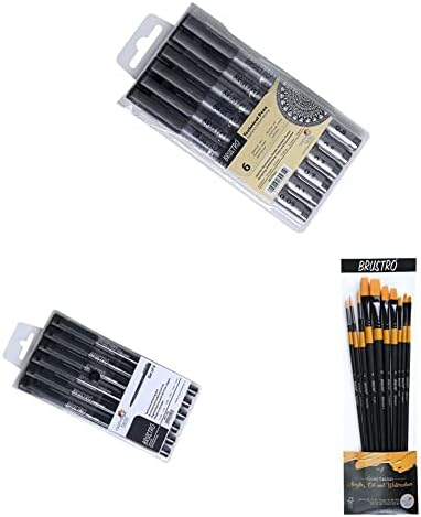 BRUSTRO Technical Pen (Pack of 6) & Professional Pigment Based ...