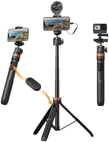 K&F Concept MS08 Selfie Stick, 62.2 inch Smartphone Tripod Compatible ...