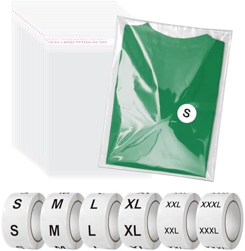 Amazon.com: 200 Pcs Resealable Poly Clear Shirt Bags with Clothing ...