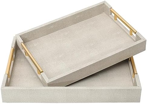 Amazon.com: ATZYmolin 17" x 12" Wood Serving Tray with Gold Polished ...