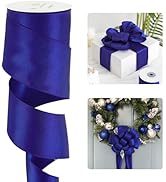 Amazon.com: HUIHUANG Blue and Gold Plaid Christmas Ribbon 2.5 inch Blue ...