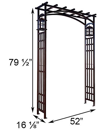 Panacea 84303 Mission Garden Arbor with Lanterns, Black, 79.5" H ...