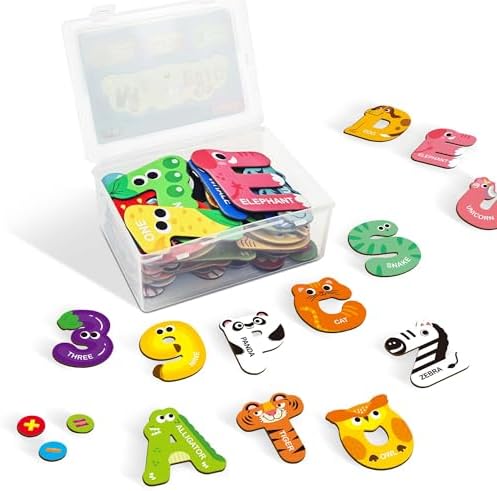 Amazon.com: JoyCat Wooden Fridge Magnets for Toddlers – 26 Cute Animals ...