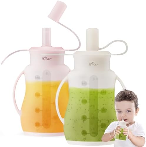Amazon.com : Bear Reusable Silicone Baby Food Pouches for Toddlers, BPA ...