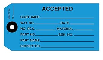 500 Pack Accepted Tag, Accept Inspection Tag, Blue 4-3/4" x 2-3/8 ...