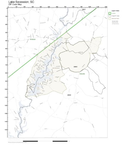 ZIP Code Wall Map of Lake Secession, SC ZIP Code Map Laminated: Amazon ...