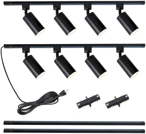 LRAEMXG Plug in Track Lighting with Power Cord, 8-Light GU10 Track ...