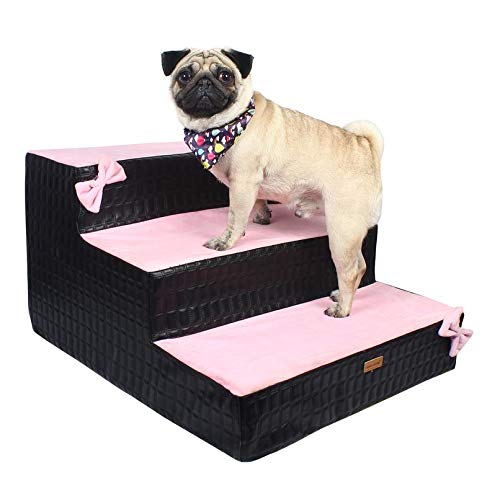 Douge Couture Dog/Cat Stairs/Ladder3 Steps Ramp Ladder Black& Pink ...
