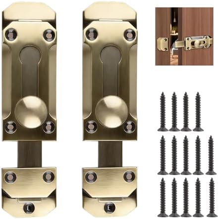 Slide Door Bolts 2Pack 4 Inch Antique Brass Bolt Heavy Duty Door Locks ...