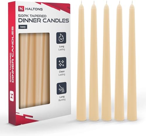Haltons - Multipack of Long Tapered Candles - Unscented - 7-Hour Burn ...