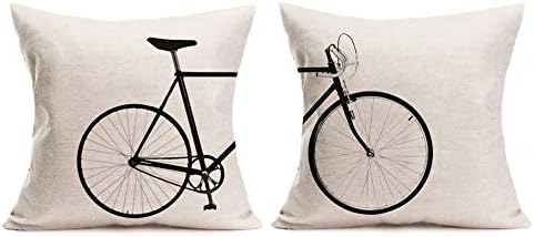 Amazon.com: Xihomeli Black Bicycle Throw Pillow Covers Set of 2 Cotton ...