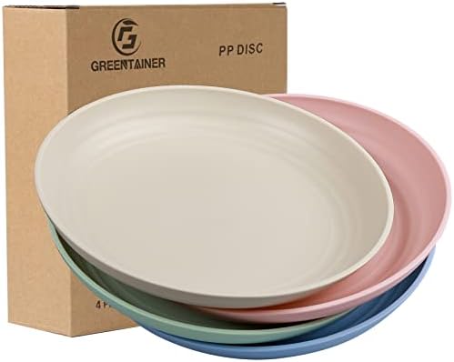 Greentainer Large Dinner Plates, Set of 4 Unbreakable & Lightweight ...