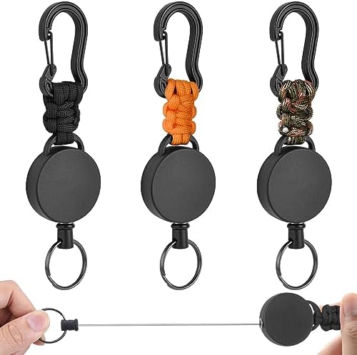 Vicloon Retractable Badge Reel, 3Pcs Retractable Keyring, Heavy Duty ...