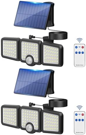 Sunsign Solar Lights Outdoor, 108 LED Wall Lamp 3 Heads 270° Adjustable ...