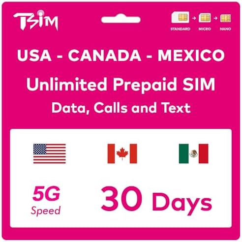 TSIM Prepaid USA SIM card for 30 days travel | Unlimited 4G/5G high ...
