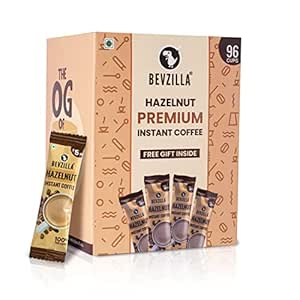 Bevzilla 96 Instant Coffee Powder Sachets (Hazelnut) - 192 Grams| Hot ...