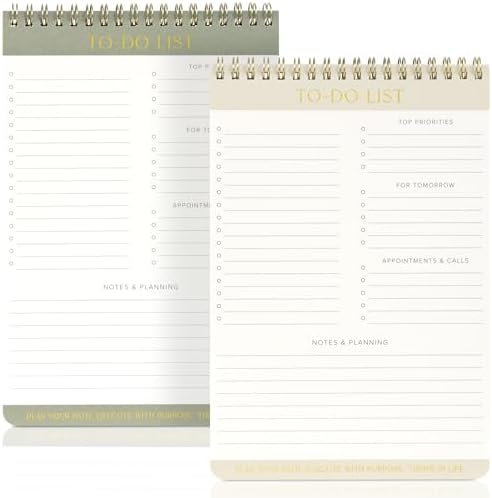 Amazon.com : ZICOTO Beautiful To Do List Note Pads Set Of 2 for Easy ...