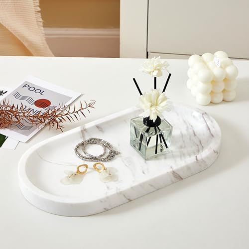 Amazon.com: Denique Natural Marble Bathroom Tray, 12"x6" Vanity Tray ...