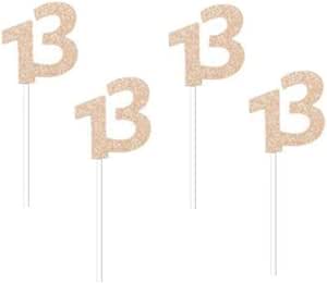 Glitter Rose Gold 13th Birthday Party Cupcake Toppers. 24 Pack Number ...