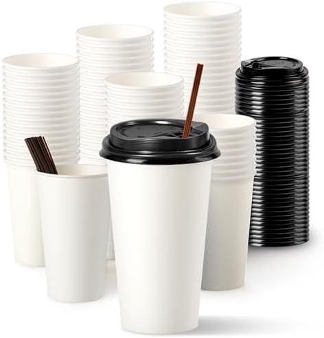 Amazon.com: Ilyapa 100 Pack - 12 oz To Go Coffee Cups with Sleeves ...