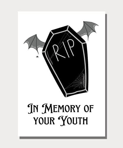 RIP, in Memory of your Youth - Funny Gothic Getting Older Birthday Card ...