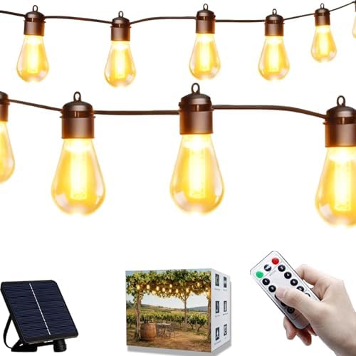 Honche Solar Lights Outdoor Waterproof IP65 with 20 LED Edison Bulb ...