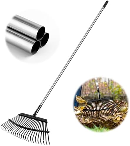 Amazon.com : Yangbaga 63' Garden Leaf Rake - 38'-63' Adjustable Metal ...
