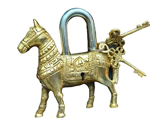 ARTSIKIA Brass Horse Pad Lock | Brass Horse Design Lock with 2 Keys ...