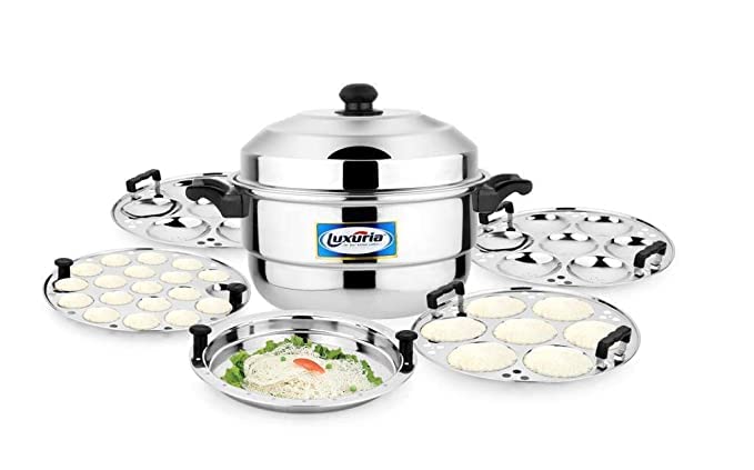 LUXURIA IDLY Pot & Steamer (21 IDLY) Free:1 Mini IDLY Plate, Stainless ...