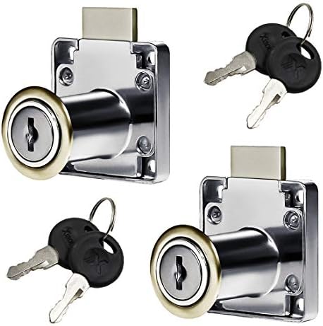 LICTOP 2pcs Cabinet Locks with 2 Keys not Universal Office Desk Drawer ...