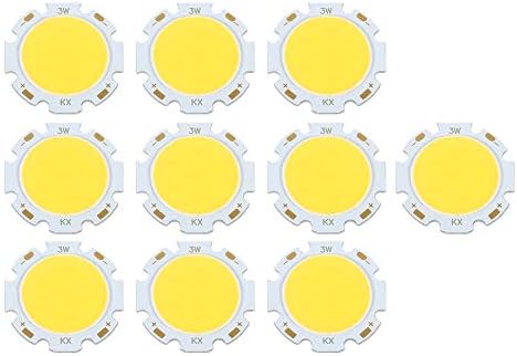 Jenngaoo 10Pcs Round COB LED Chip, 3W High Power Bulb Lamp Light ...
