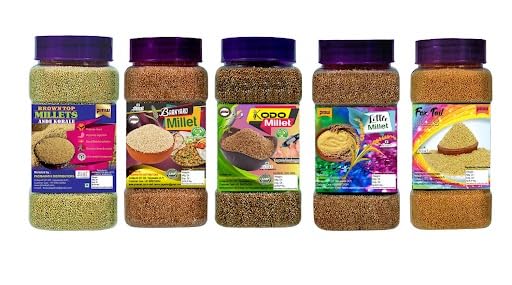 Pmw - 5 Different Millets Combo - Jar Pack - Little, Kodo, Foxtail ...